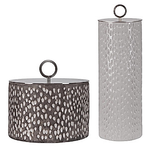 Uttermost Cyprien Off-White and Smoke Gray Ceramic Containers Set of 2