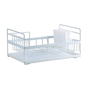 MKYOKO Dish Drainer Rack Metal Dish Rack is Used to Store Tableware Fruits and Vegetables, and The Drain Rack on The Counter Sink (Black White) Kitchen Dish Drainers Holder (Color : Black) (White