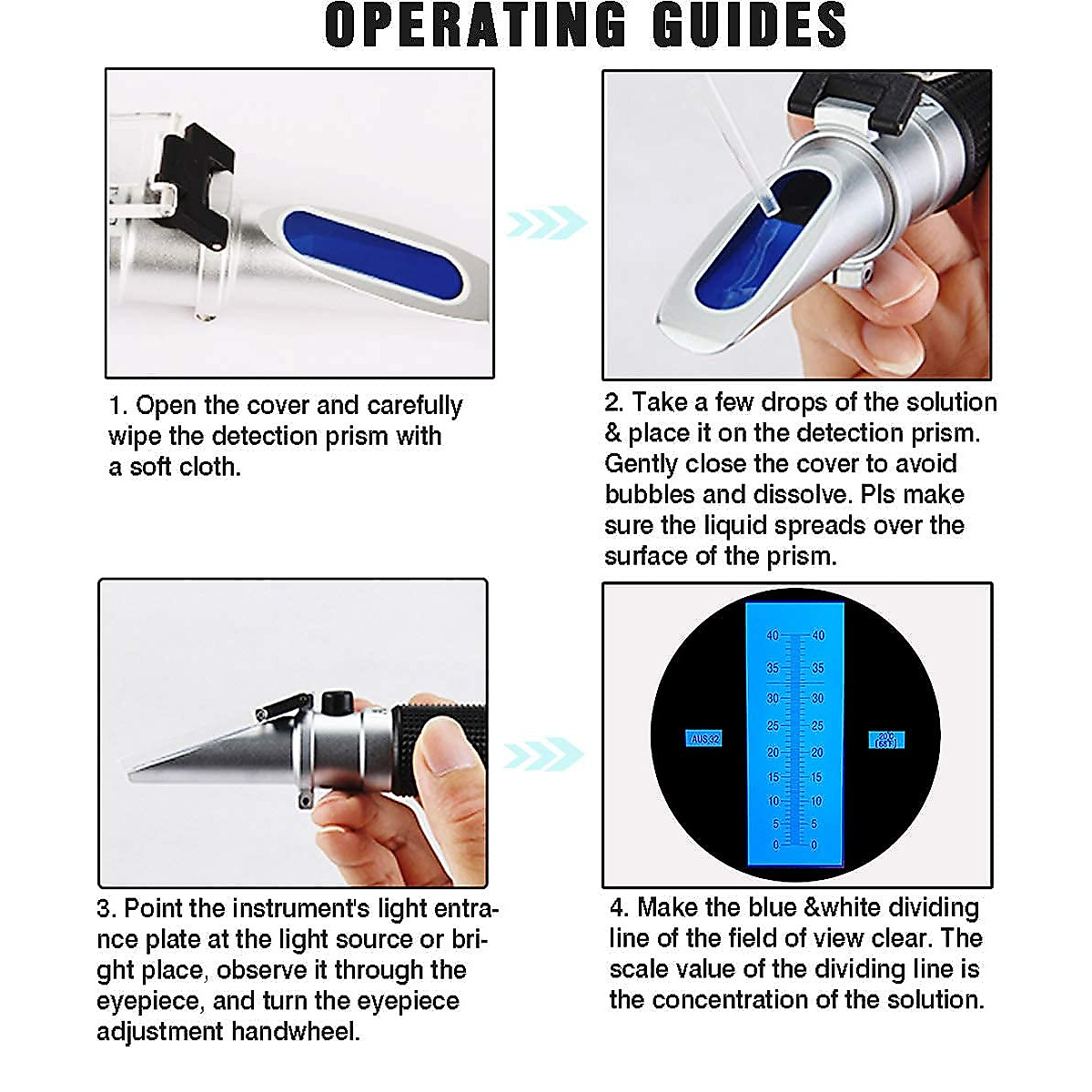 Toolly DEF Refractometer for Measuring Diesel Exhaust Fluid Concentration of Diesel Engines, Urea Ablue AUS32 Concentraction Measuring Tool, with ATC Function