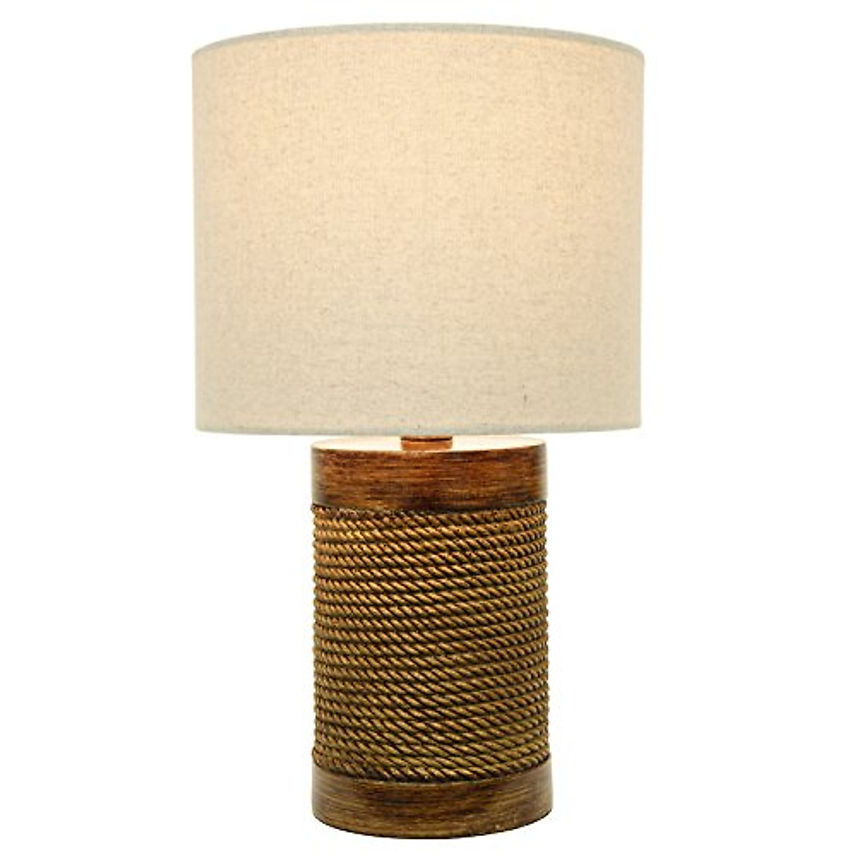 Decor Therapy TL15455 Cali Rope Wrapped Polyresin Accent Lamp, Natural, Faux Wood