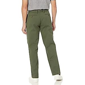 Amazon Essentials Men's Classic-Fit Wrinkle-Resistant Pleated Chino Pant (Available in Big & Tall), Dark Olive, 34W x 29L