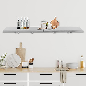 TrueyEssence Folding Concession Shelf 72" L x 12" W, Stainless Steel Food Serving Shelf Wall Mounted Floating Shelving for Concession Window Food Truck Home Restaurant Garage