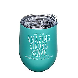 DIVERSEBEE Inspirational Thank You Gifts for Women, Mom, Girls, Wife, Girlfriend, Coworker, Nurses, Best Friend, Encouragement Birthday Wine Gifts for Her - Insulated Wine Tumbler Cup with Lid (Aqua)