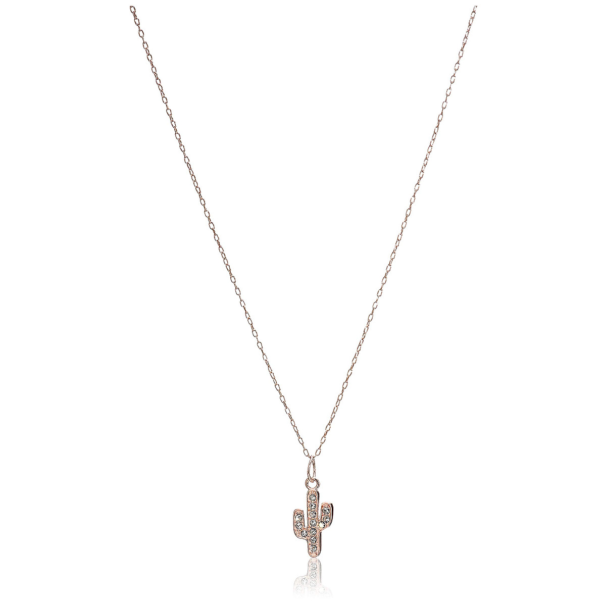 Amazon Essentials 14K Rose Gold Over Sterling Silver Crystal Cactus Pendant Necklace, 16" +2" ,(previously Amazon Collection)