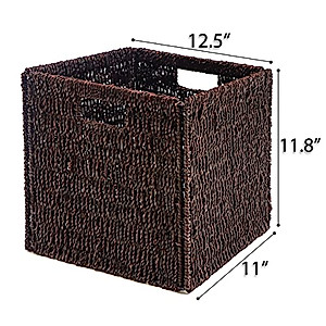 Trademark Innovations 12.5" Woven Storage Cube Basket Bin with Iron Wire Frame