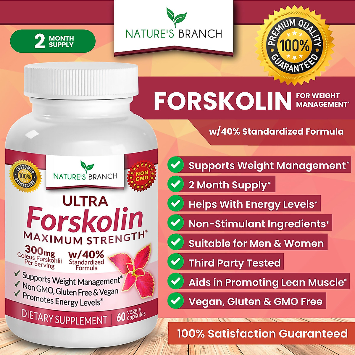 Premium 100% Ultra Pure Forskolin for Weight Loss Max Strength w/ 40% Standardized Coleus Forskohlii Root Extract Powder Belly Buster Supplement - Extreme Keto Advanced Boost Complex - 60 Diet Pills