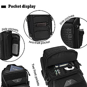 OZUKO Sling Bag, Chest Shoulder Backpack Crossbody Bag for 11-inch iPad Pro, Water-resistant Lightweight Daypack with 6 Pockets for Travel, Work, Sport, 8L (Black 3.0)