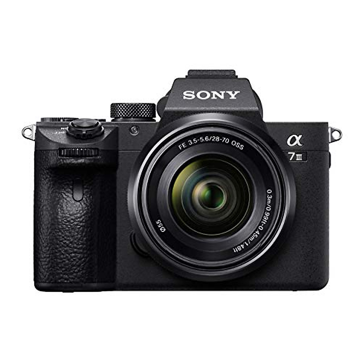 Sony Alpha a7 III Full Frame Mirrorless Camera with 28-70mm Lens with Single Set Microphone System, Memory Card, Rechargeable 2000mAh Battery (2-Pack) and Dual Charger, and Hard Case (5 Items)