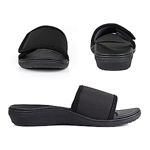 Powerstep Women's Arch Support, Plantar Fasciitis Relief Slide Sandal, Black-BLK, 9