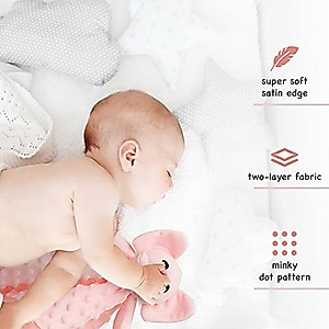 Pink Baby Elephant Security Blanket Baby Stuffed Elephant Toy Lovie Blanket for Infant Boys and Girls Baby Comforting Elephant Blanket for Newborns 16in