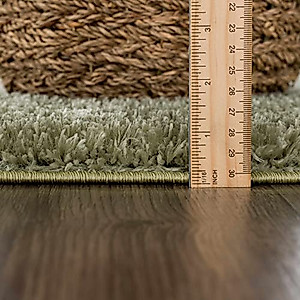 Hauteloom Heavenly Solid Shag Area Rug for Living Room Bedroom - High Pile Fluffy Carpet - Soft Shaggy Cozy Plush Rug - Green - 6'7" x 9'