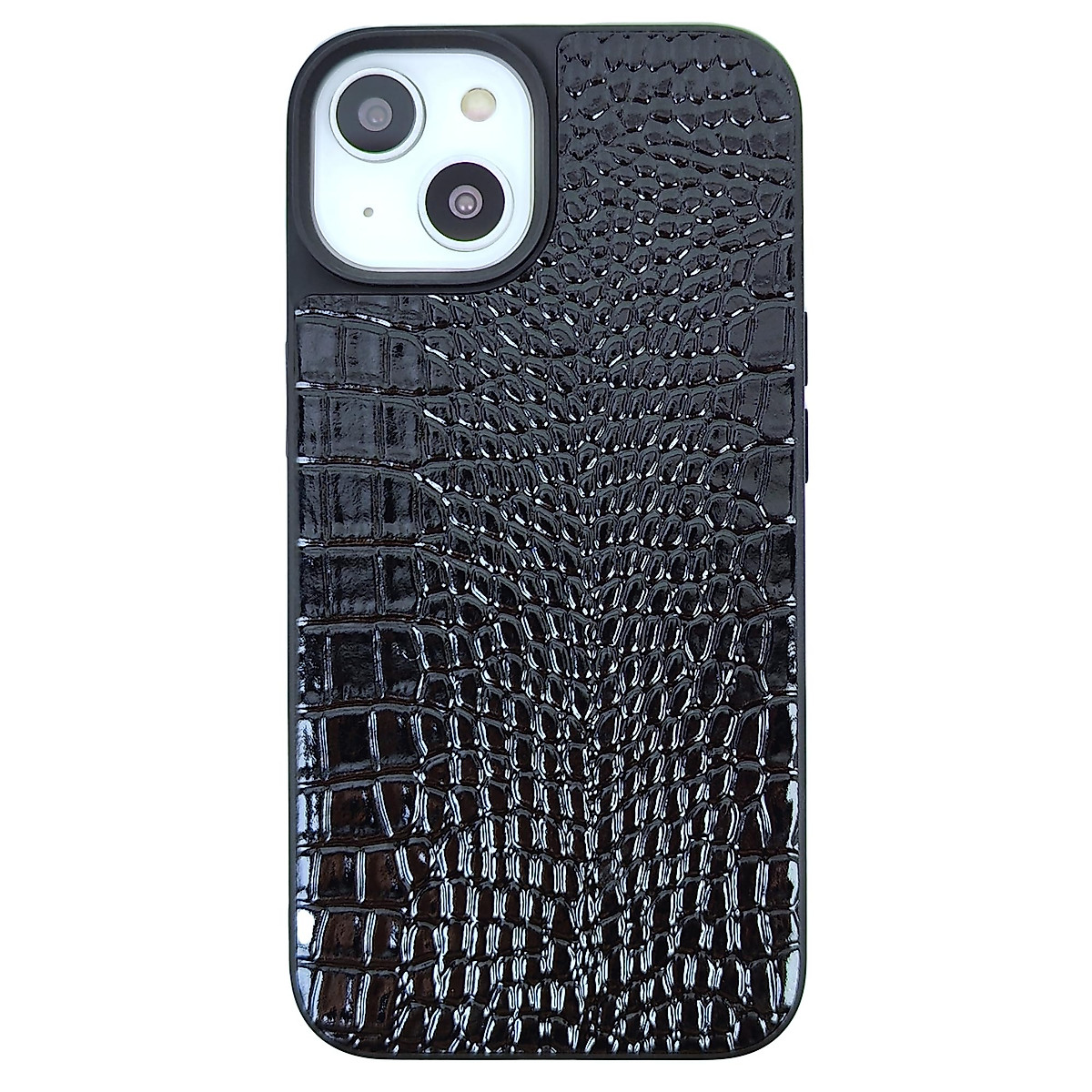 DMaos for iPhone 15 Pro Case for Women, Crocodile Synthetic Patent Leather Cover, Classic Fashion for iPhone15 Pro 2023 6.1 Inch - Black