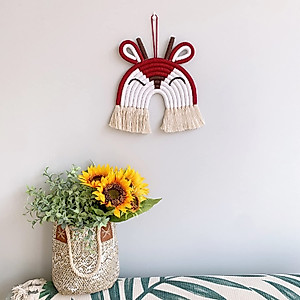 Rainbow Wall Hanging Macrame Woven Rainbow Wall Hanging Hand-Woven Rainbow Fawn/Lion Rainbow Wall Art Handmade Rainbow Wall Decor for Classroom, Playroom, Girl's Room