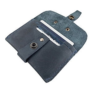 Hide & Drink, Card Holder Handmade from Full Grain Leather - Classy, Professional, Money Organizer, Compact Storage for Debit & Credit Cards - Slate Blue