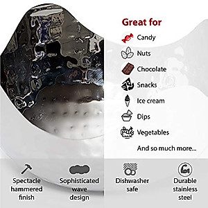 Bezrat Hammered Stainless Steel Serving Bowl –Multipurpose Decorative Metal Wave Bowl (6" x 6")