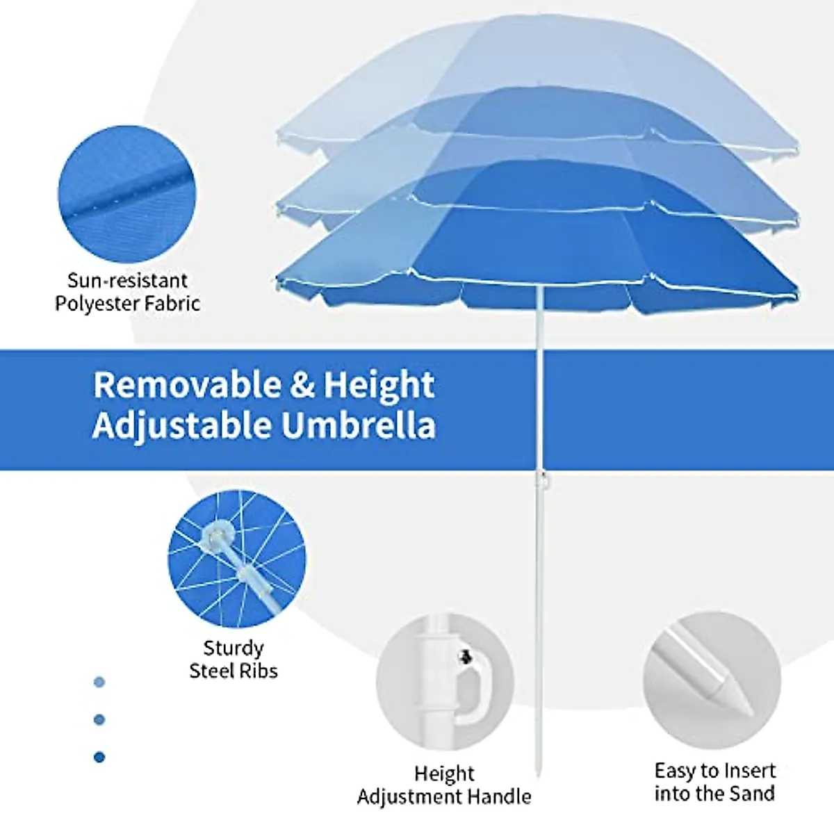 ARLIME Double Folding Beach Chairs, Outdoor Picnic Portable Loveseat Chairs with Removable Umbrella & Mini Table Carrying Bag, Camping Chair for Patio, Pool, Park (Turquoise)