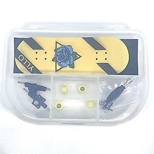 Yllo Blue Rose Complete 5 Ply Wood 100mm x 33mm Fingerboard with Upgraded 32mm Trucks, Lock Nuts, CNC Wheels