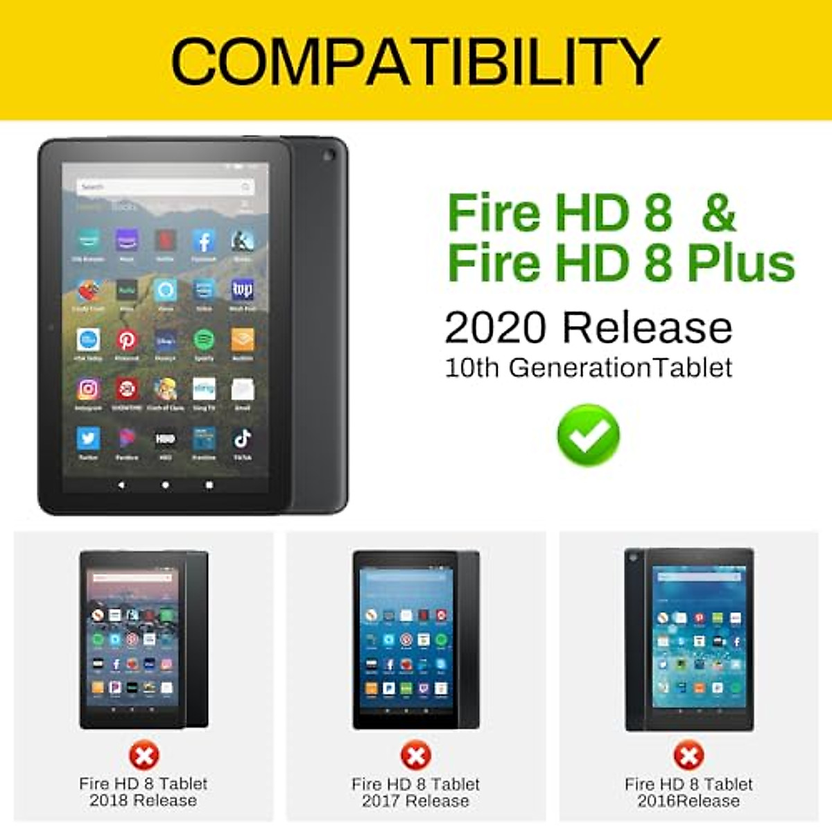 Simpleway Kids Case for Fire HD 8 Tablet 10th Generation 2020 Release, Fire HD 8 and HD 8 Plus Tablet Case for Kids,Shockproof Lightweight Rotating Foldable Handle Stand Holder Tablet Case Cover