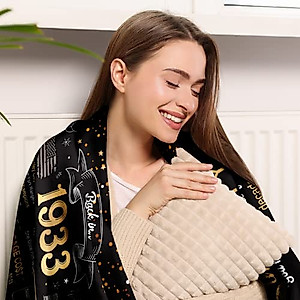 Yomaisky 90th Birthday Gifts for Women Men 1933 90th Birthday Blanket Gift for Mom Dad Grandparents 90 Year Old Birthday Gift Idea for Grandparents 90th Birthday Decorations Blanket 60x50Inch