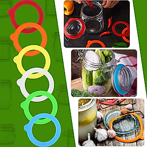 Silicone Jar Gaskets Replacement Reusable Silicone Seals Leak-proof Silicone Gasket Sealing Rings for Regular Mouth Canning Jars, 6 Colors (30 Pieces)