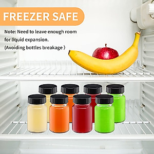 VOLCANOES CLUB 2oz Glass Jars with Lids - Glass Shot Bottles Set for Liquids, Juicing, Ginger Shot, Sample - Small Containers with Screw Caps - Clear Mini Round Bottles - Leakproof/Wide Mouth - 8 pack