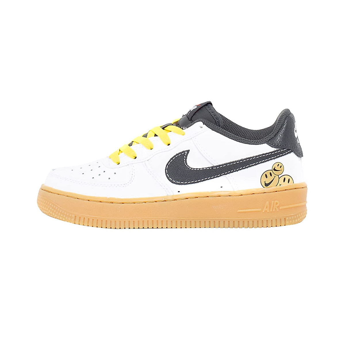 Nike Big Kid's Air Force 1 LV8 White/Anthracite-Yellow Strike (DO5854 100) - 6.5