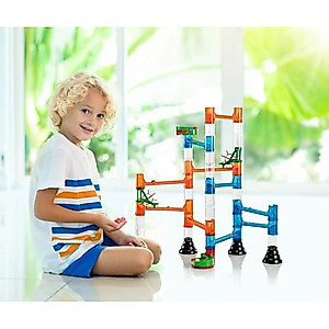 Quercetti Transparent Marble Run - 45 Piece Basic Building Set - Classic Construction Toy Perfect for Beginners Ages 4 and Up (Made in Italy)