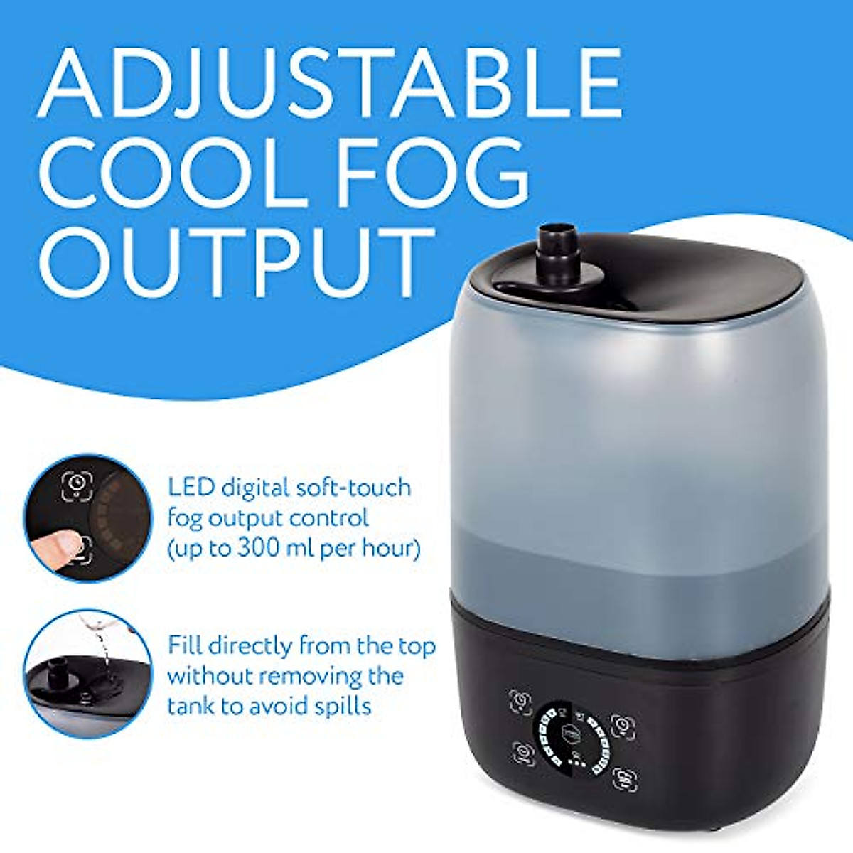 Evergreen Pet Supplies Reptile Humidifier/Fogger - 4L Tank - New Digital Timer - Add Water from Top! for Reptiles/Amphibians/Herps - Compatible with All Terrariums and Enclosures