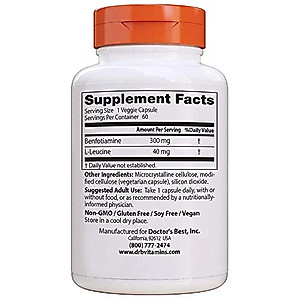 Doctor's Best Benfotiamine, Non-GMO, Vegan, Gluten Free, Soy Free, Helps Maintain Blood Sugar Levels, 300 mg, 60 Veggie Caps (DRB-00270)