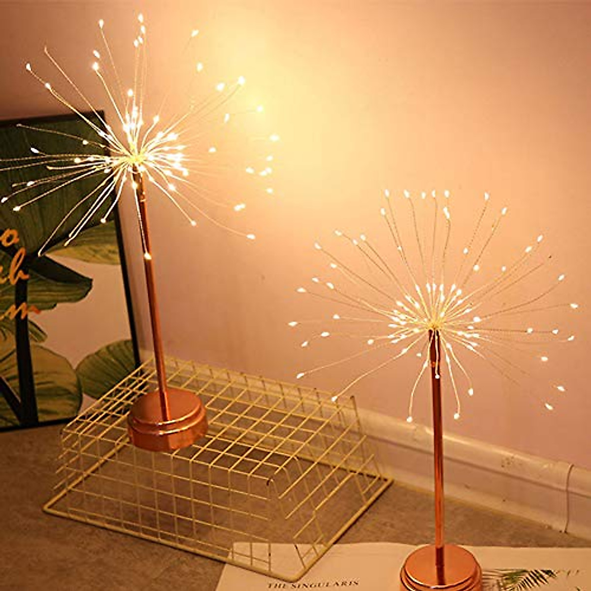 TQNSSM Remote Control LED Copper Wire Fireworks Lights for Home Outdoor Garden Courtyard Wedding Decoration(Warm White)