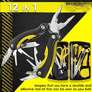 Mini Multitool Knife 12 in 1 - Small Pocket Multi Tool with Knife and Pliers - Best Small Utility Multi Purpose All in One Tools for Men Women - Best Gear Accessory for EDC Work Camping Hiking 2229