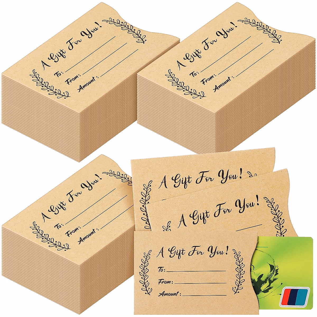 600 Pcs Gift Card Envelopes Bulk Thank You Gift Card Sleeves Appreciation Mini Money Cash Envelopes for Blank Hotel Credit Card Protector for Christmas Party Business Gifts, 3.54 x 2.36 Inches(Brown)