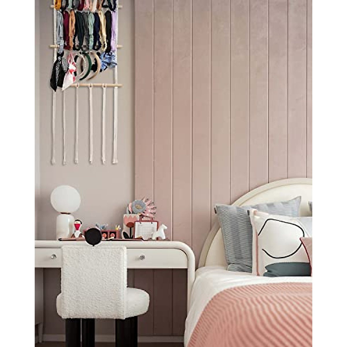 MoHern Headband Bow Holder Organizer for Girls, Baby Hair Bows Hanger with 30 Hooks, Hair Clip Accessories Storage Macrame Rack Boho Wall Hanging Decor for Nursery Room