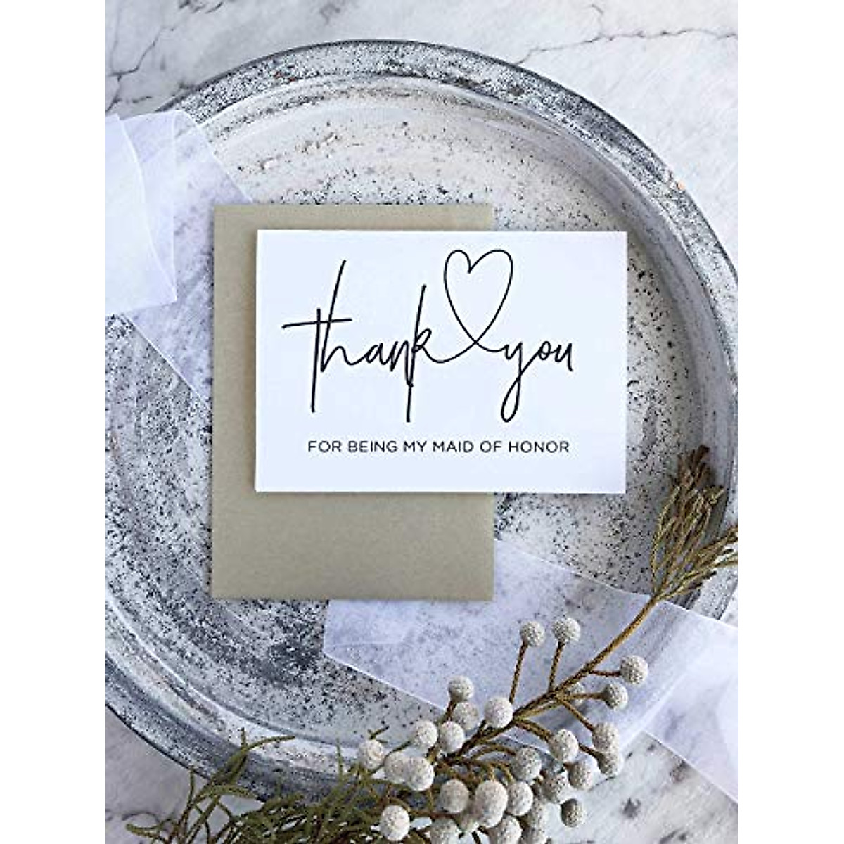 Thank You For Being My Maid of Honor Wedding Day Card, From Bride, Bridal Party Gift Idea