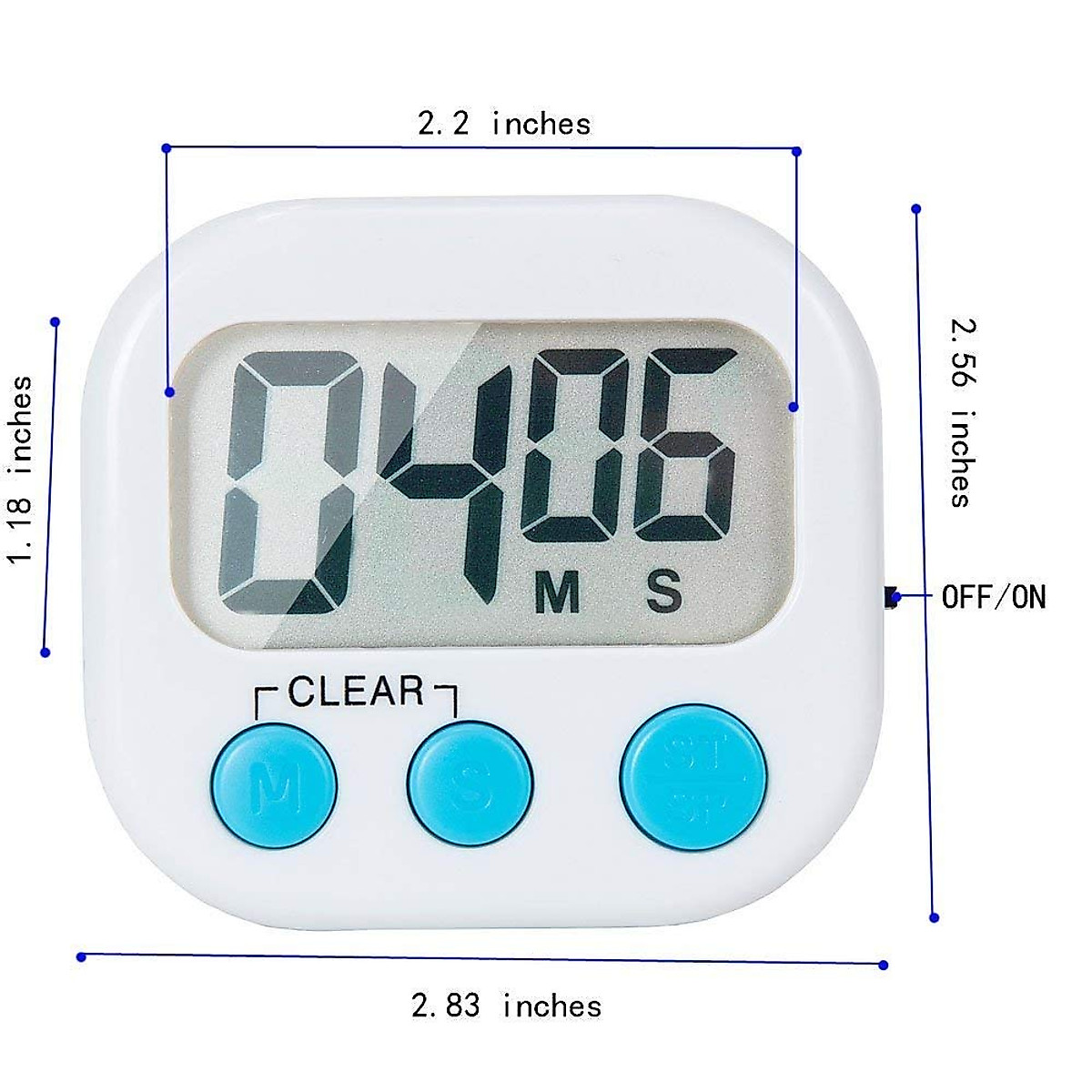 6 Pack Small Digital Kitchen Timer Magnetic Back and ON/Off Switch,Minute Second Count Up Countdown (Multicolored)