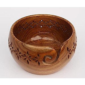 METLUMBER Wooden Yarn Bowl Holder Yarn Storage Bowl for Knitting & Crocheting Handcrafted Rosewood Yarn Storage Bowl Round Knitting Bowl Crochet Bowl Holder Knit Weave Yarn Craft