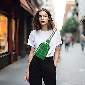 Women Crossbody Sling Backpack St-patrick-british-green-plaid Girl Chest Bag Daypack for Hiking Traveling
