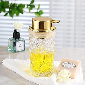 LEICURACE Glass Foaming Hand Soap Dispenser,Foaming Soap Dispenser for Bathroom,Clear Soap Dispenser with Pump (Sun Patteren)