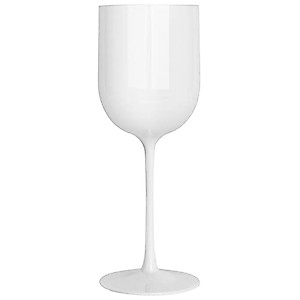 EcoQuality White Plastic Wine Glasses - 12 oz Wine Glass with Stem, Disposable Shatterproof Wine Goblets, Reusable, Elegant Drink Cup Tumbler, Weddings, Party, Dinner, Baby Showers (5 PACK)