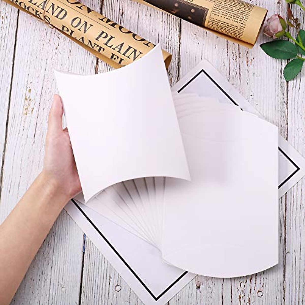 Airssory 50 Pcs 6.5x5.1x1.7 Inches Blank White Paper Pillow Candy Gift Boxes for Wedding Favors Baby Shower Birthday Party Supplies
