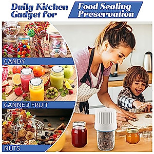 Electric Mason Jar Vacuum Sealer for Wide & Regular-Mouth Jar and Accessory Hose Compatible with FoodSaver Vacuum Sealer and Vacuum Container, Wine Vacuum Stoppers, Vacuum Sealer Kit for Wine Food Storage and Fermentation