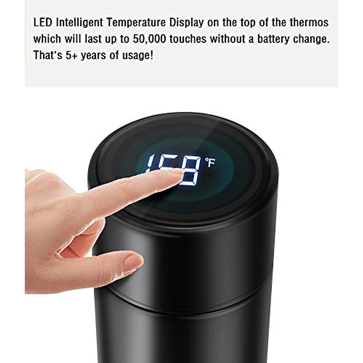 Coffee thermos,Coffee bottle,Tea Infuser Bottle,Smart Sports Water Bottle with LED Temperature Display,Double Wall Vacuum Insulated Water Bottle, Stay Hot for 24 Hrs,Cold for 24 Hrs (black, 16 oz)