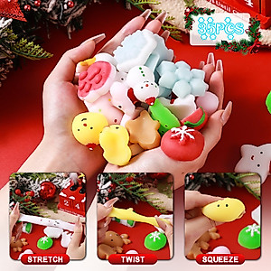 YEAH homemate 35PCS Christmas Mochi Squishy Toys, Christmas Stocking Stuffers for Kids, Squishies Party Favors Gifts Stress Reliever Toys, Treasure Box Toys for Prizes Goodie Bag Stuffers