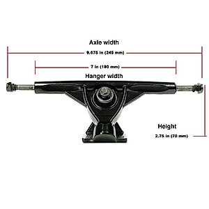 Yocaher 180mm / 7" Heavy-Duty Longboard Trucks - Black (Set of 2)