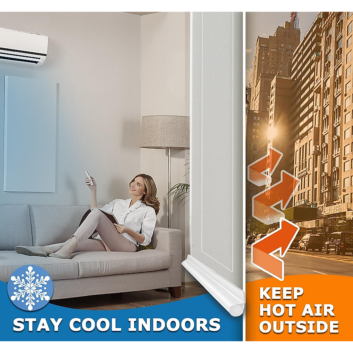 MAXTID Easy to Install 32 Inch Door Draft Stopper - White Foam and Polyester Door Seal