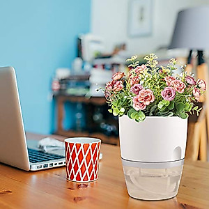 JFMAMJ Self Watering Planters, 5 Pack 6/4.1/3.2 Inch Self Watering Pots for Indoor Plants Wicking Pots, Modern Decorative Planter Pot for House Plants, Aloe, Herbs, African Violets, Succulents