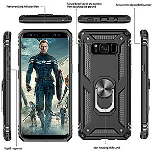 LeYi for Samsung Galaxy S8 Case [Not Fit S8 Plus], Galaxy S8 Phone Cases with [2 PCS] 3D Curved Screen Protector, [Military-Grade] Protective Case Cover with Ring Kickstand for Samsung S8, Black