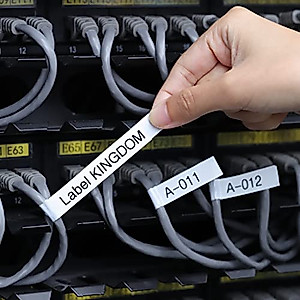 FX231 FX251 Label Tape Replacement Brother Ptouch 24mm 0.94 Flexible-ID Laminated Tape, 1 Inch Black on White for PT-D600 PT-2730 Label Maker, 6-Pack