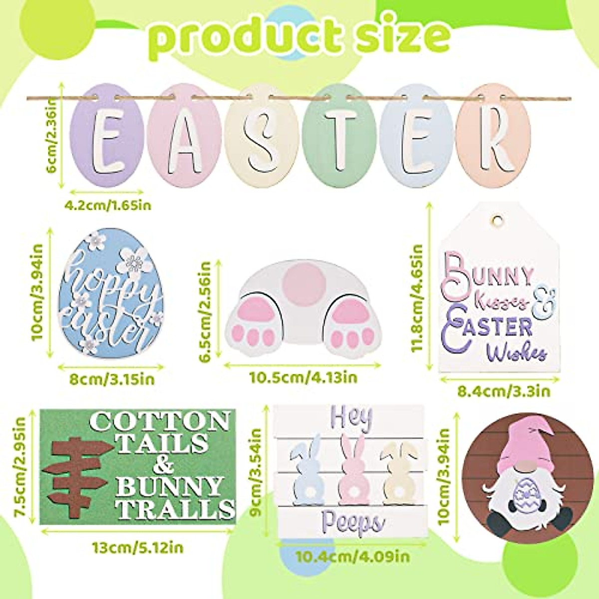 QUEEN KING 12 Set Easter Tiered Tray Decorations Plush Bunny Gnome Egg Happy Easter Wood Sign Spring Tiered Tray Decor with Hemp Rope for Easter Tiered Tray Spring Party Decor