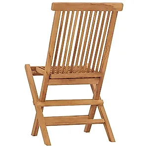 vidaXL Folding Patio Chairs Set of 2, Outdoor Wooden Seats for Garden Dining Capming Beach Deck, Stable Structure Easy to Store, Solid Teak Wood